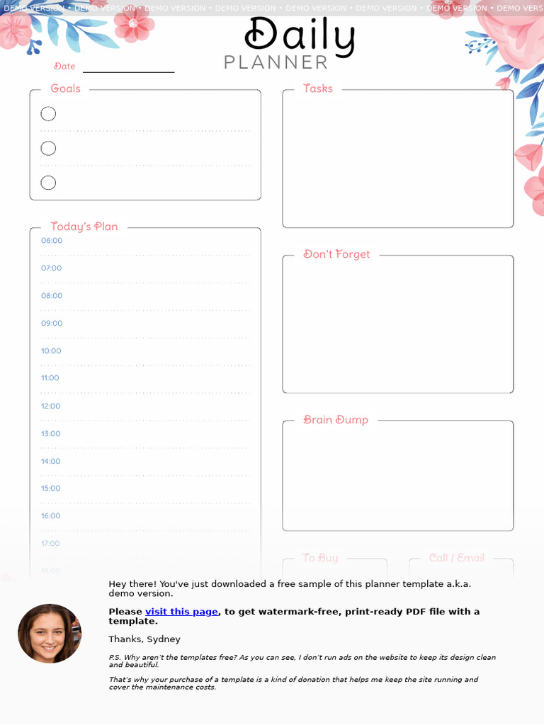 Hourly Planner With Daily Tasks Goals-A4 | PDF