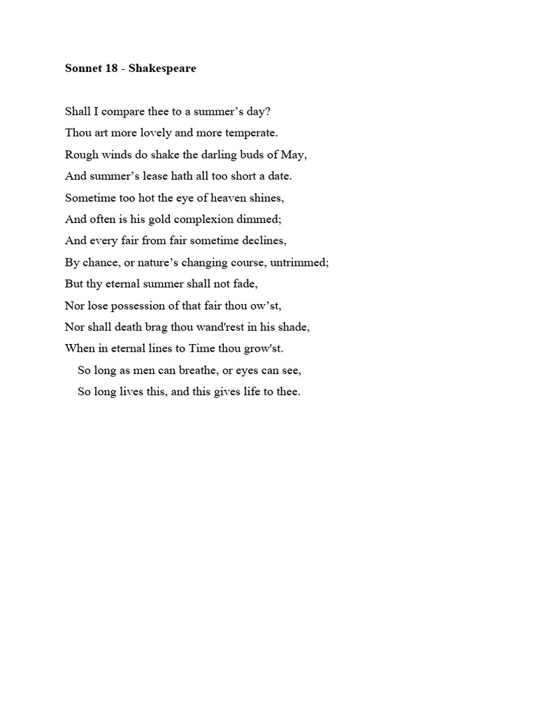Sonnet 18 - Shakespeare | PDF