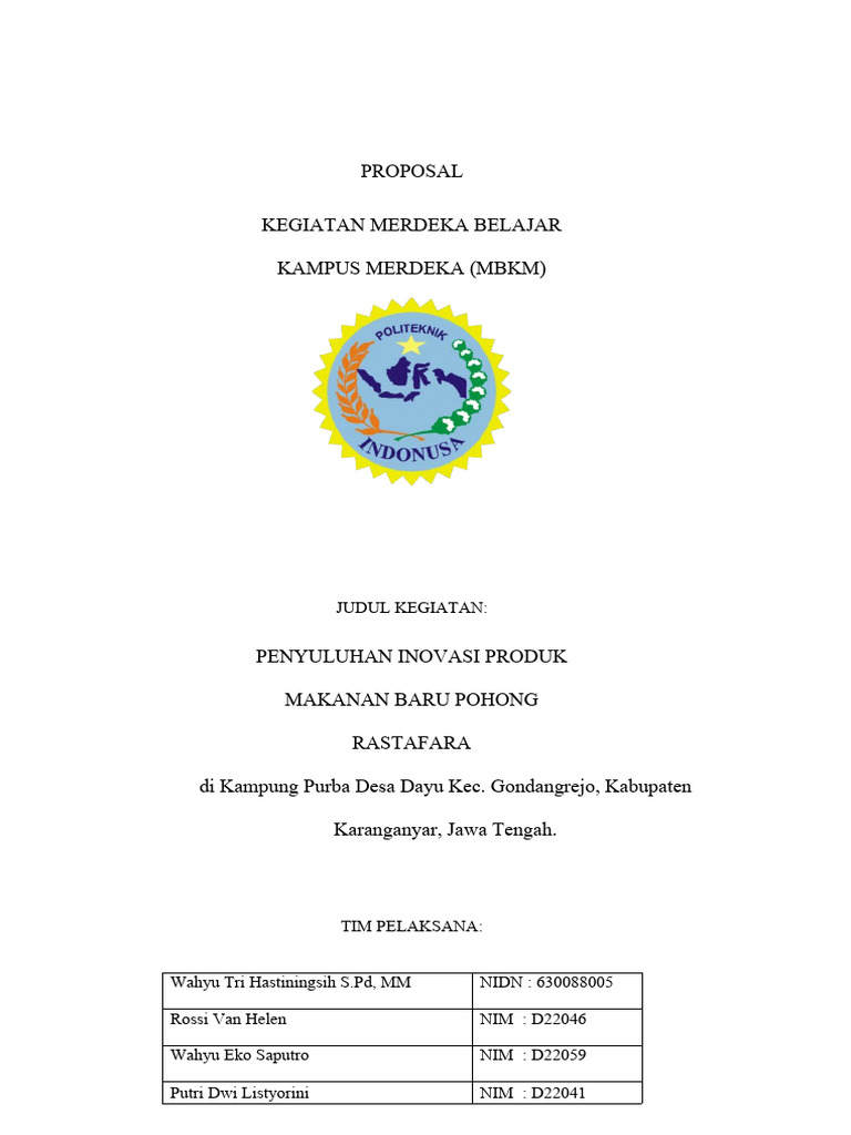 Revisi Proposal MBKM Kelompok 1 | PDF