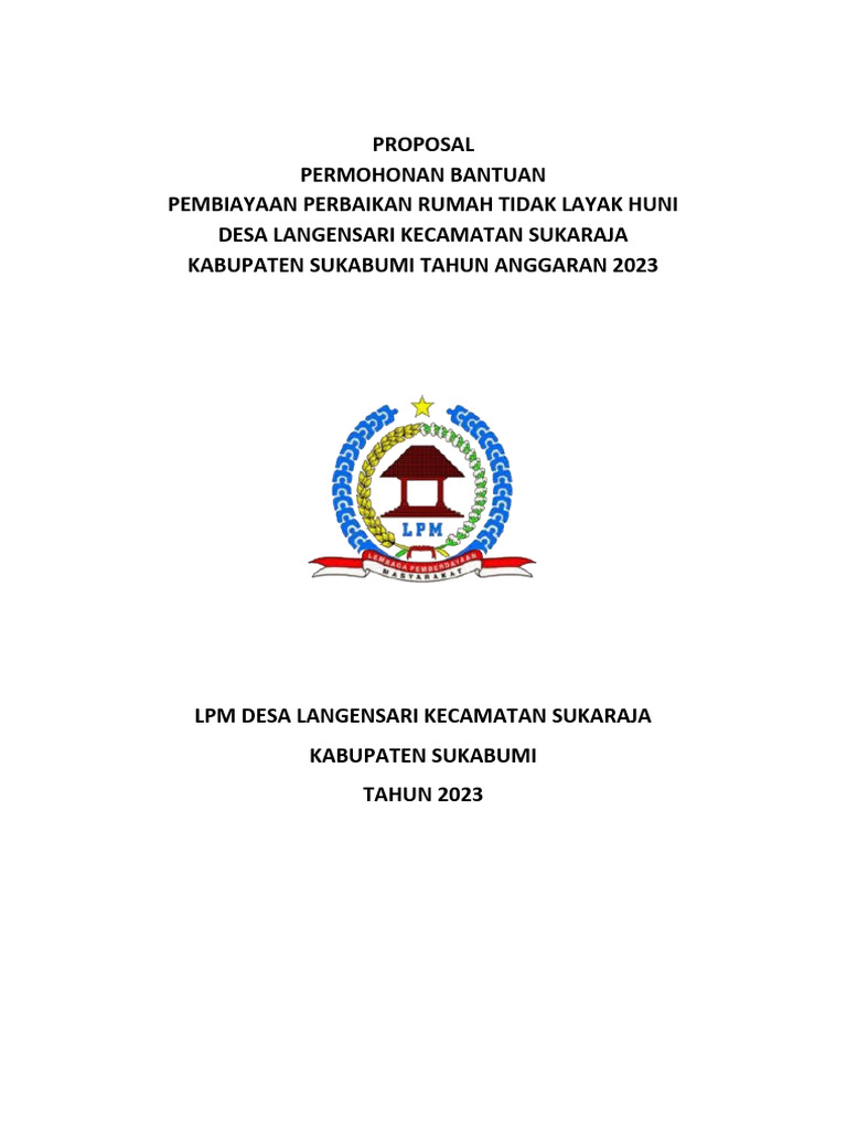 Proposal Permohonan Perbaikan RTLH | PDF