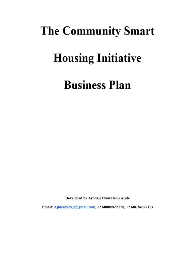 Community Smart Housing Initiative Business Plan | PDF | Needs ...