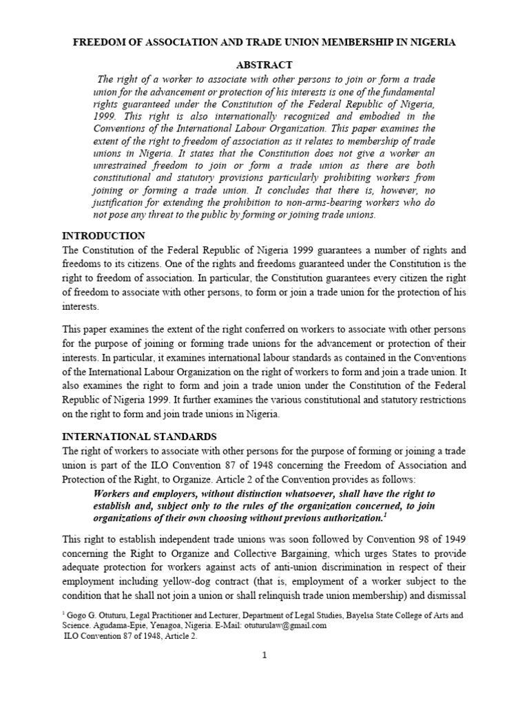 Freedom of Association | PDF | Freedom Of Association | Trade Union