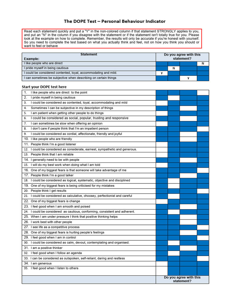 Ujian DOPE - English Version | PDF | Behavior | Social Psychology
