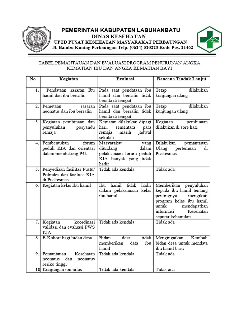 Pemantauan Dan Evaluasi Program Penurunan Angka Kematian Ibu Dan Bayi | PDF