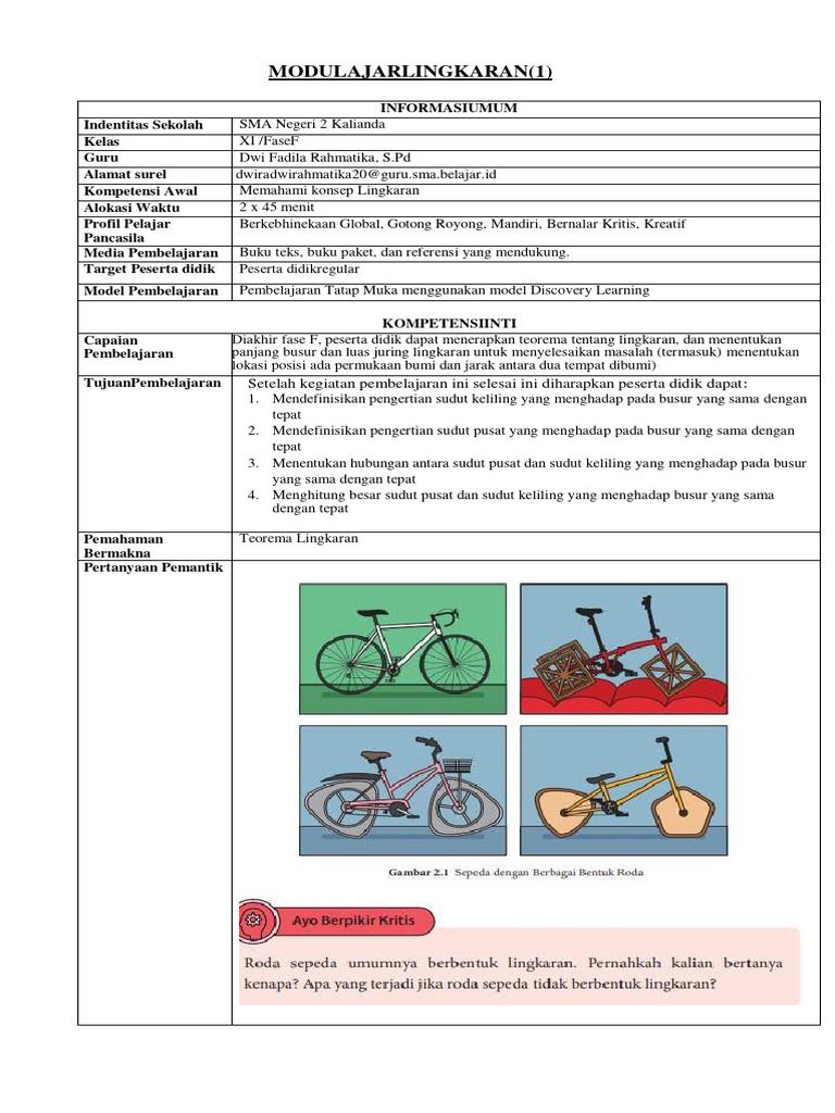 Modul Ajar Lingkaran | PDF
