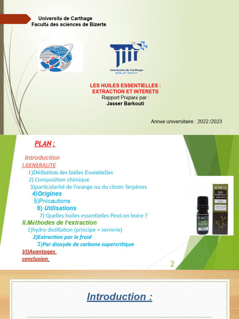 Universit: É de Carthage Facult É Des Sciences de Bizerte | PDF | Huile ...