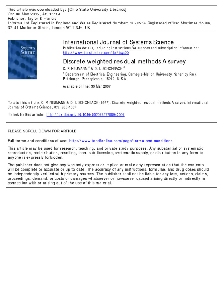 Discrete Weighted Residual Methods A Survey | PDF | Equations | Boundary Value Problem