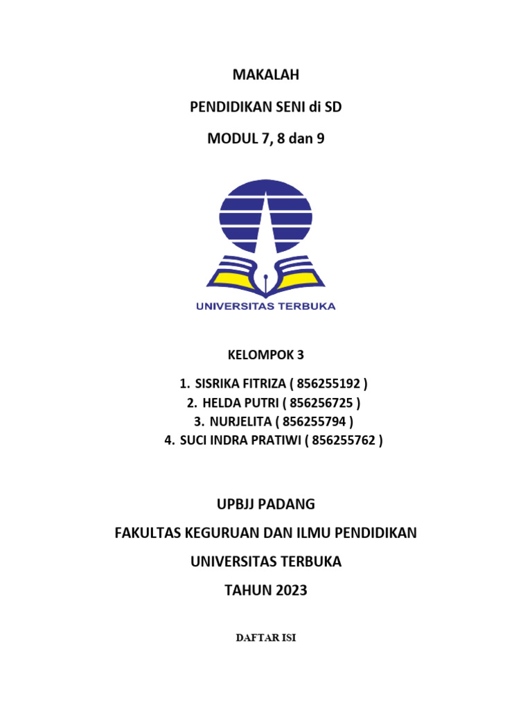 Makalah Pendidikan Seni Modul 7, 8 Dan 9 Kelompok 3 | PDF