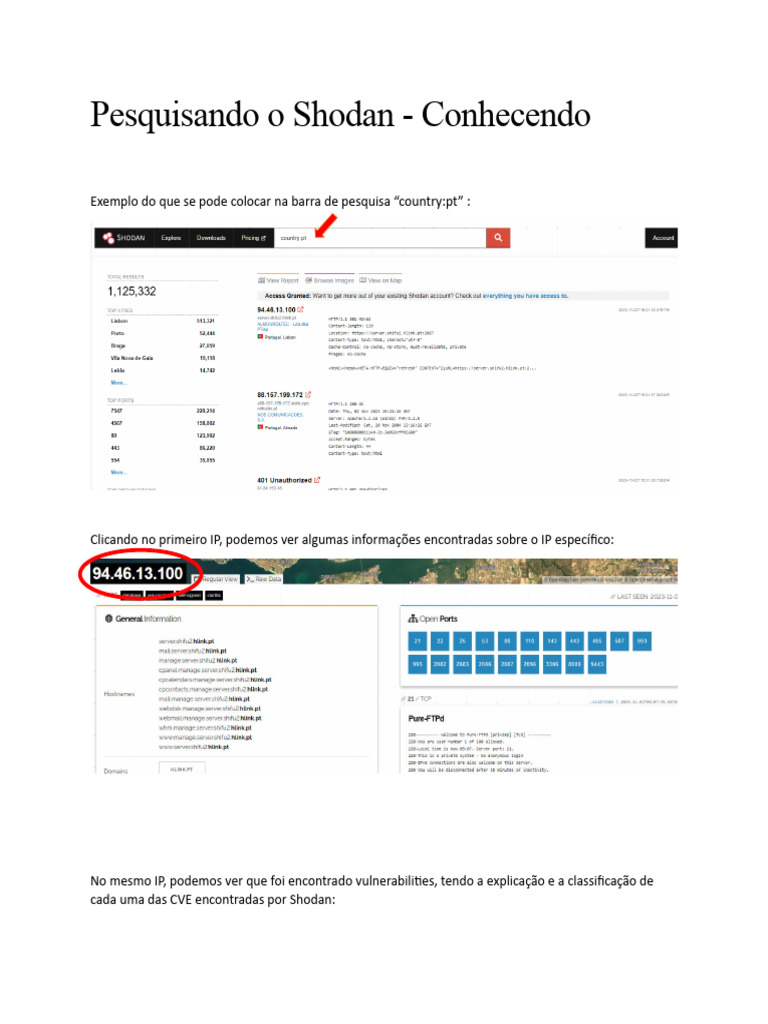 Pesquisa no Shodan: Análise de IPs e Vulnerabilidades | PDF | Segurança ...