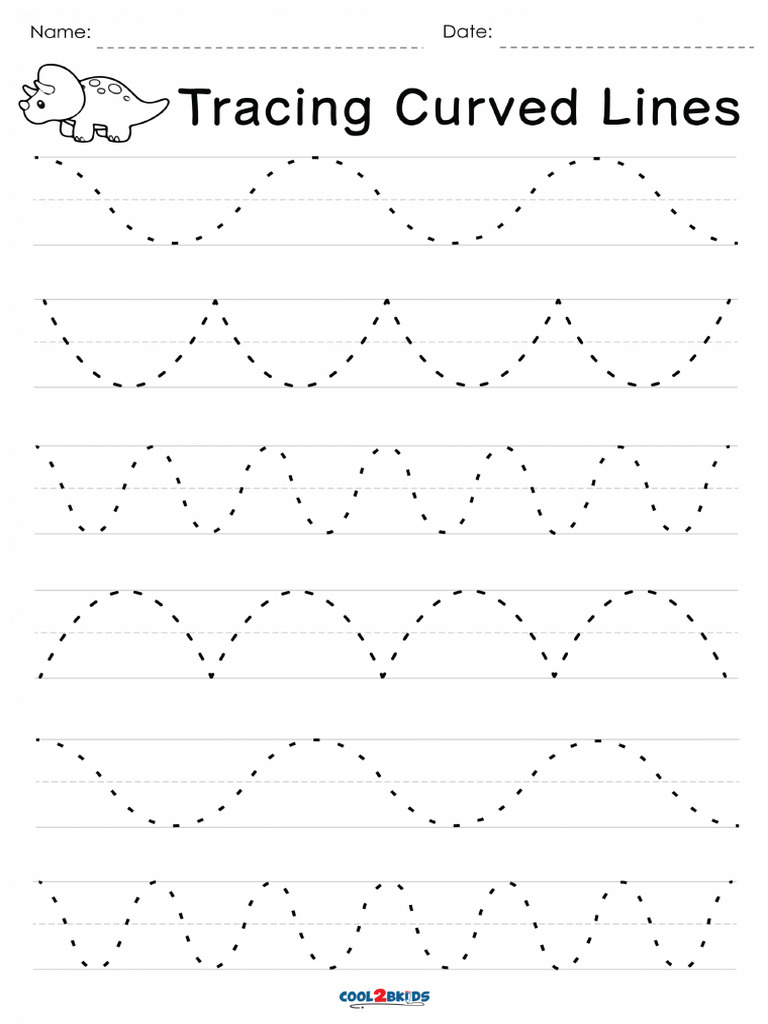 Tracing Curved Lines Worksheets For Kindergarten | PDF