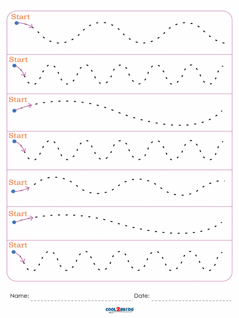 Tracing Curved Lines Worksheets Preschool | PDF