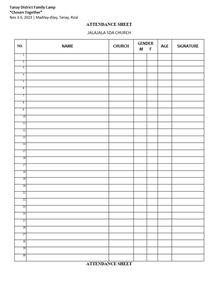 Attendance Sheet | PDF