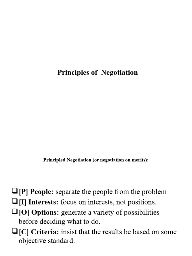 Principles of Negotiation | PDF | Negotiation | Communication