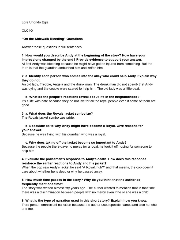 On The Sidewalk Bleeding | PDF