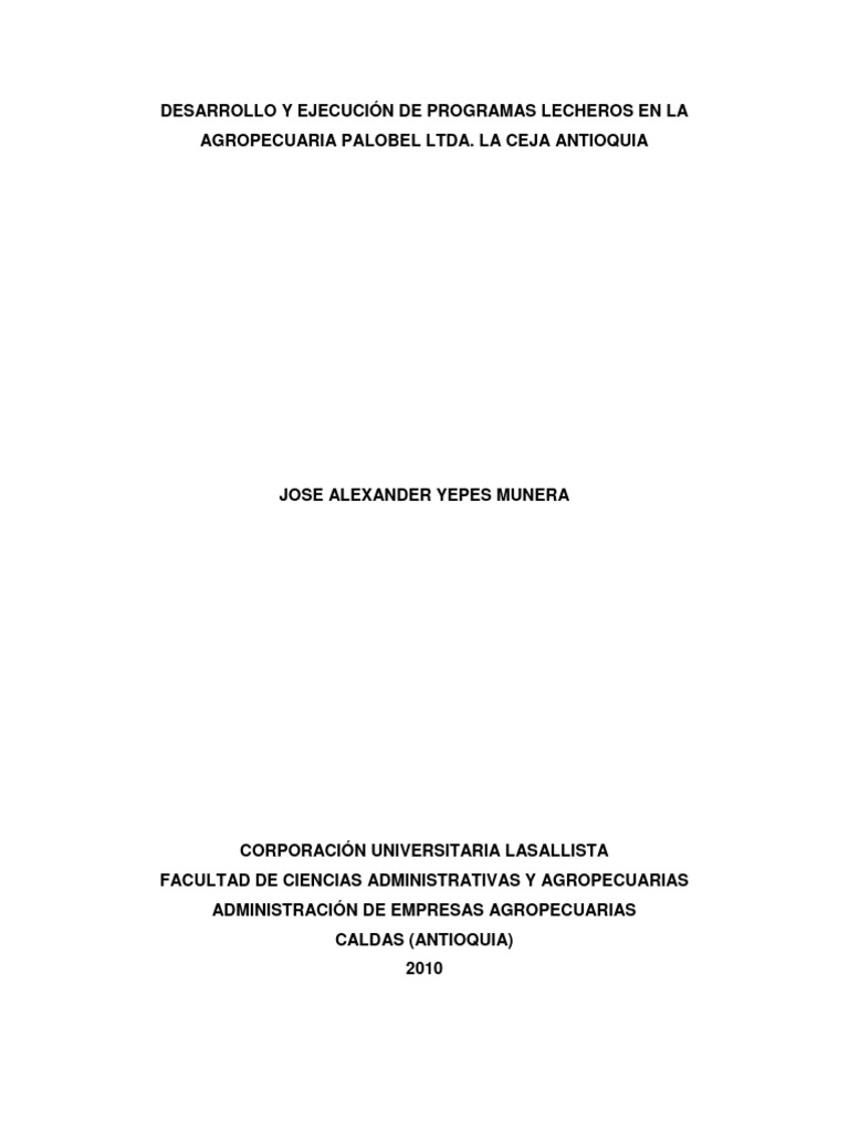 Manual de Funciones y Procedimientos Programa Lechero Finca Tierra Grata | PDF | Pasto | Business