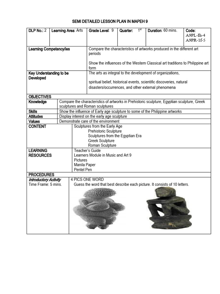 ARTS9 Q1 L2 MELCs | PDF | Sculpture | Learning