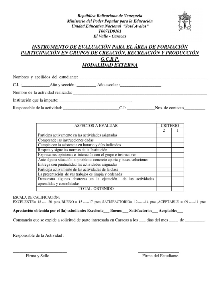 Evaluación de Actividades G.C.R.P. | PDF | Crecimiento personal y ...
