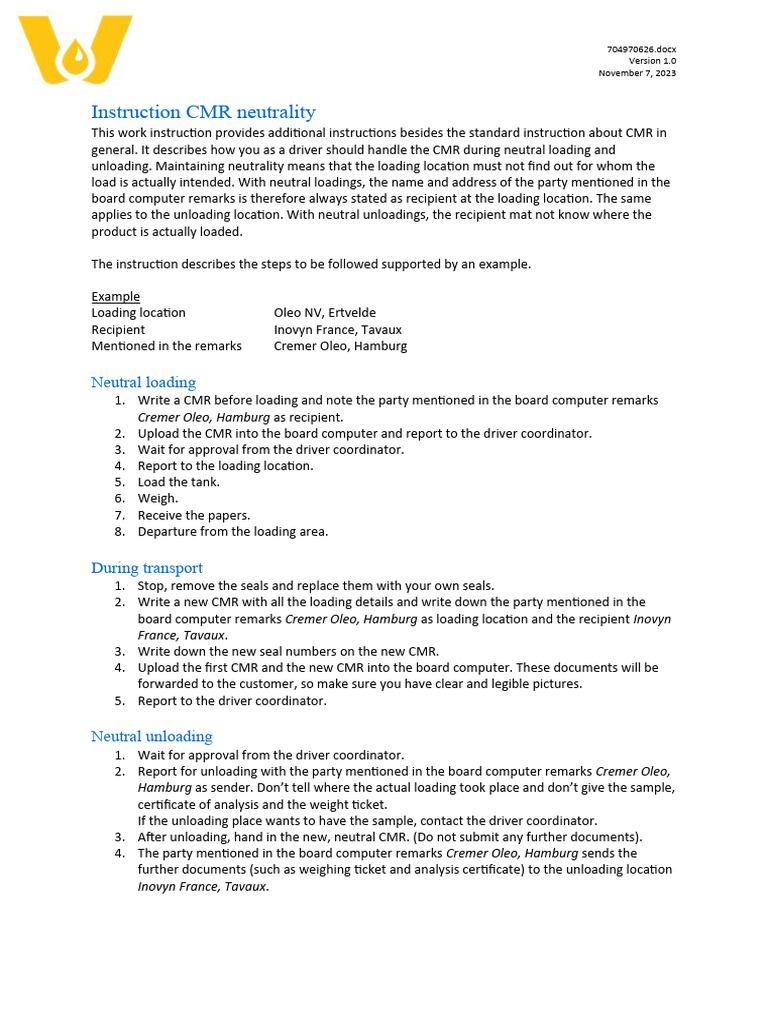 CMR Neutrality Handling Instructions | PDF | Technology & Engineering