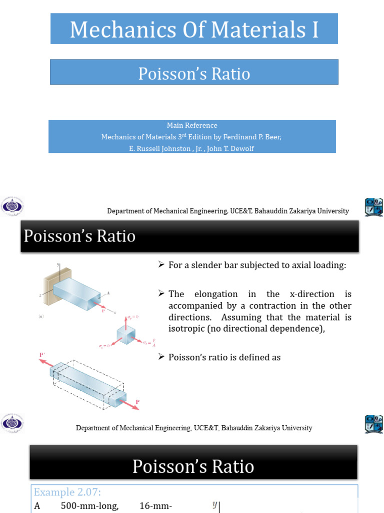 Chapter 2 Poisson's Ratio | PDF | Strength Of Materials | Young's Modulus