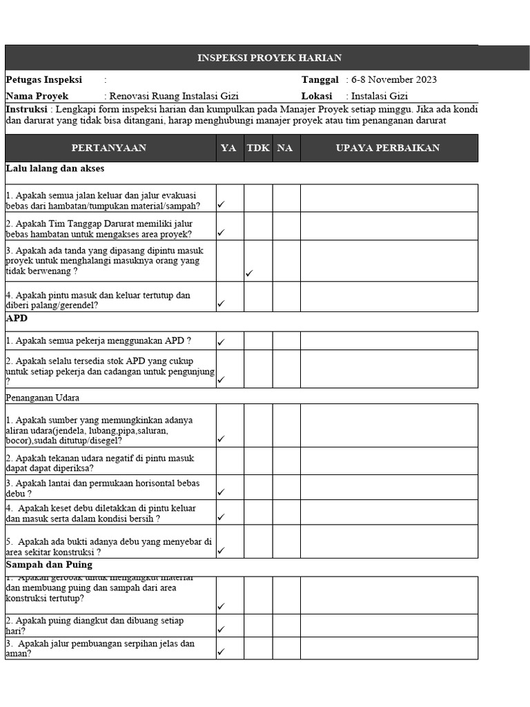 Form Kelengkapan PCRA | PDF