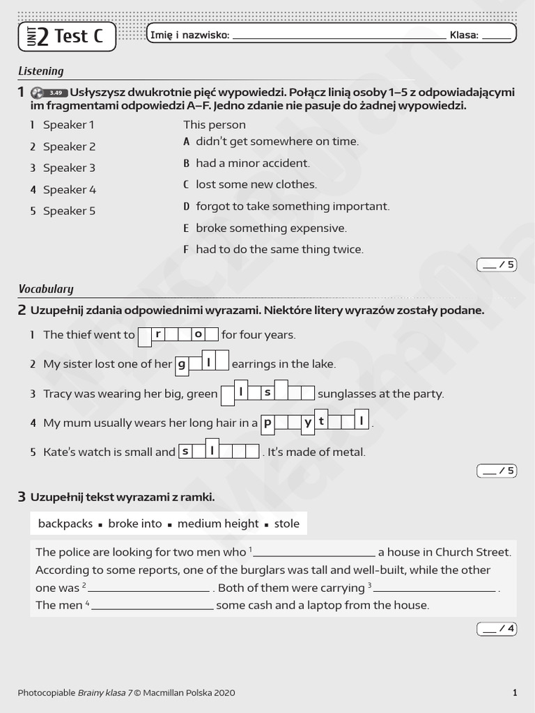 Brainy kl7 Unit Test 2 C | PDF
