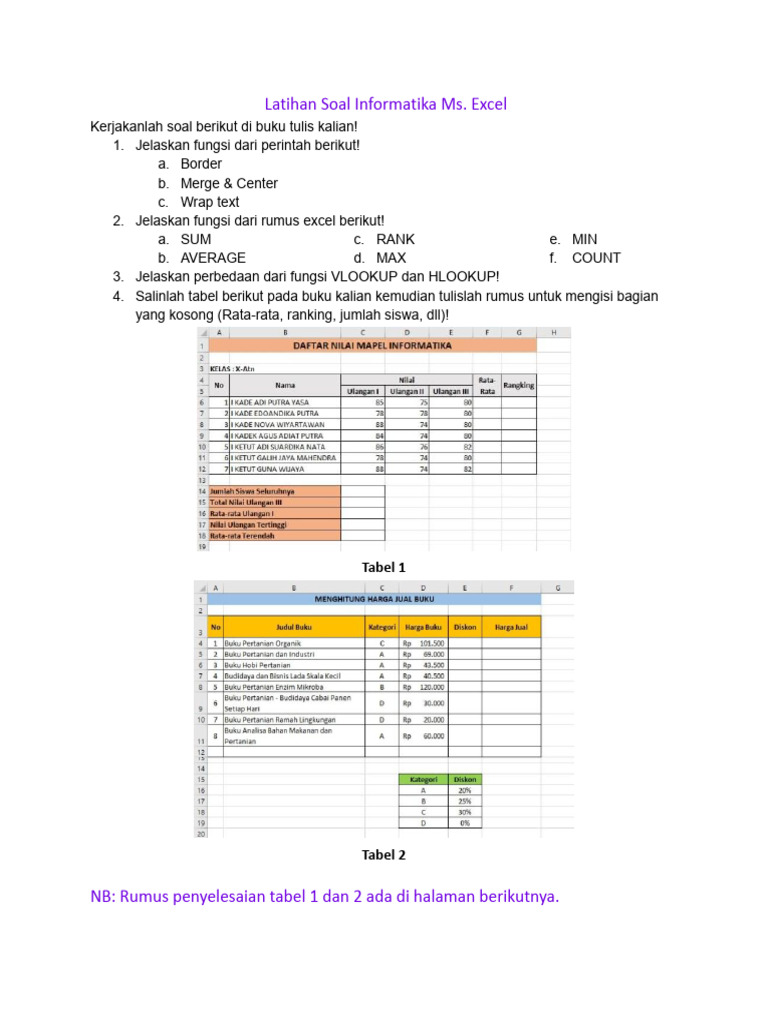 Latihan Excel | PDF