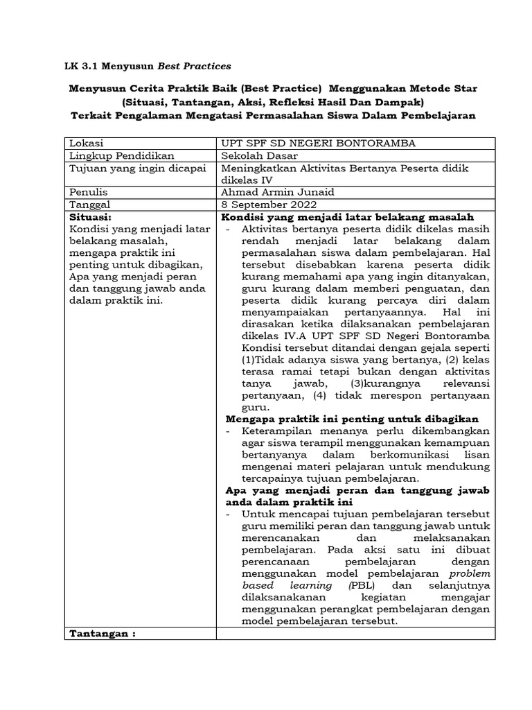 LK 3.1 Best Practice Dan RTL - Ahmad Armin Junaid | PDF