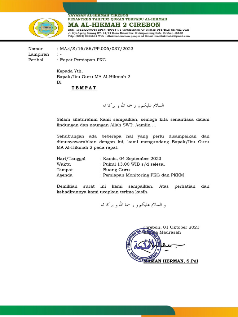 Surat Undangan PKG | PDF