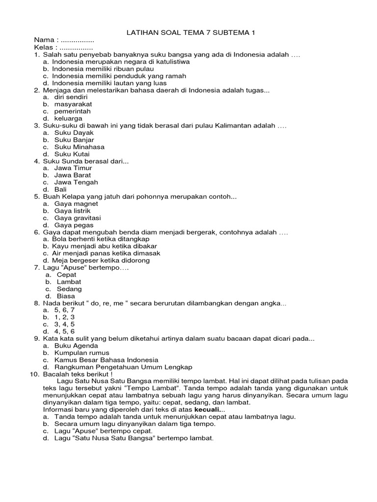 LATIHAN SOAL TEMA 7 SUBTEMA 1-Dikonversi | PDF
