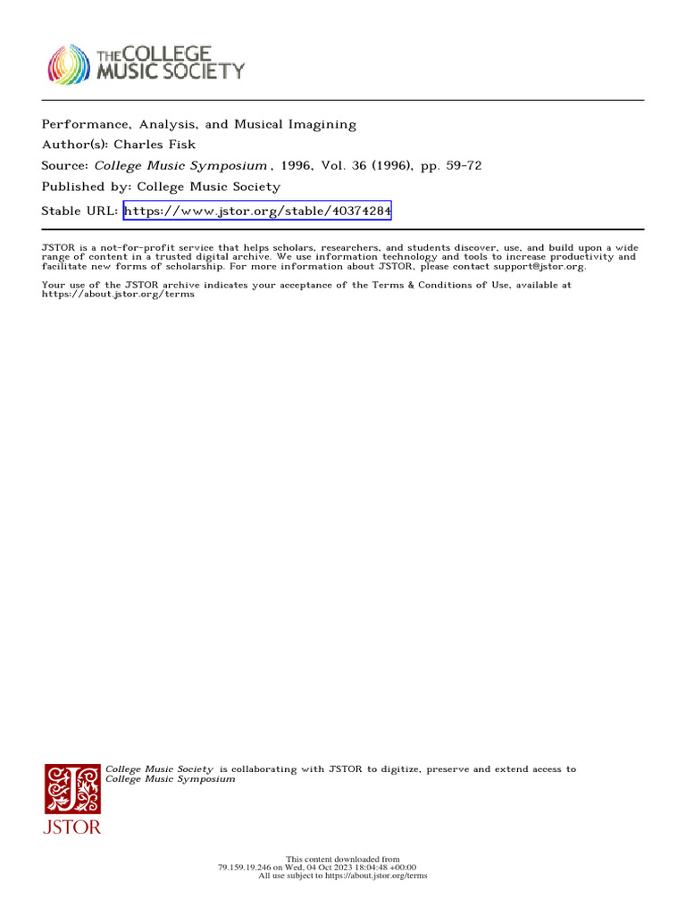 Fisk-PerformanceAnalysisMusical-1996 | PDF | Harmony | Music Theory