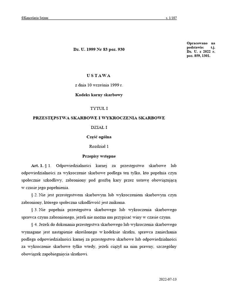 KODEKS KARNY SKARBOWY | PDF