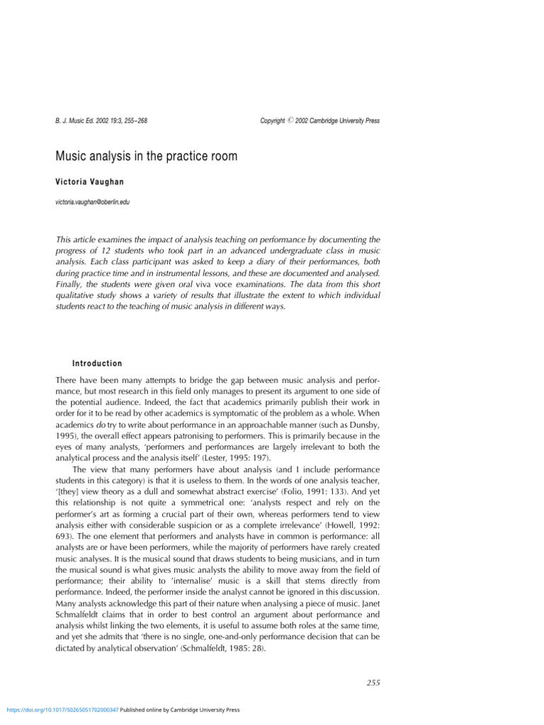 Music Analysis in The Practice Room | PDF | Methodology | Analysis