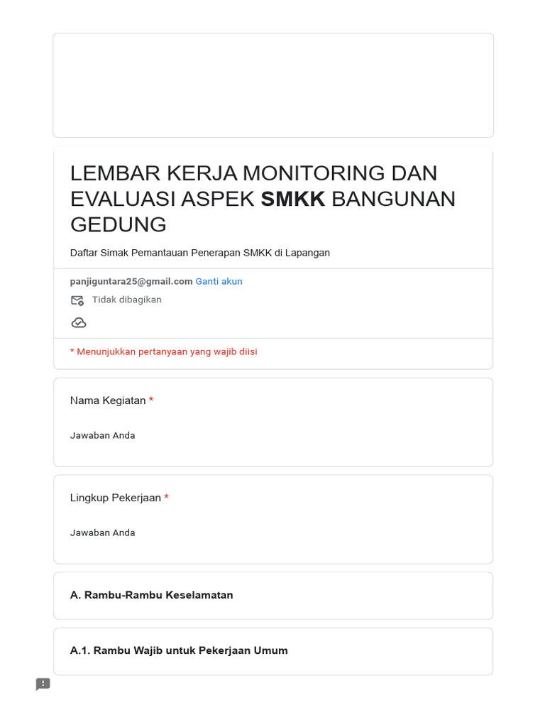 Lembar Kerja Monitoring Dan Evaluasi Aspek SMKK Bangunan Gedung | PDF