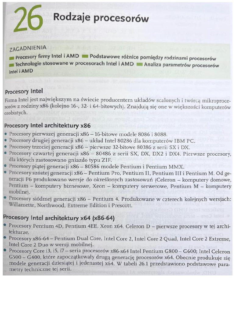 Procesory - Rodzaje. | PDF