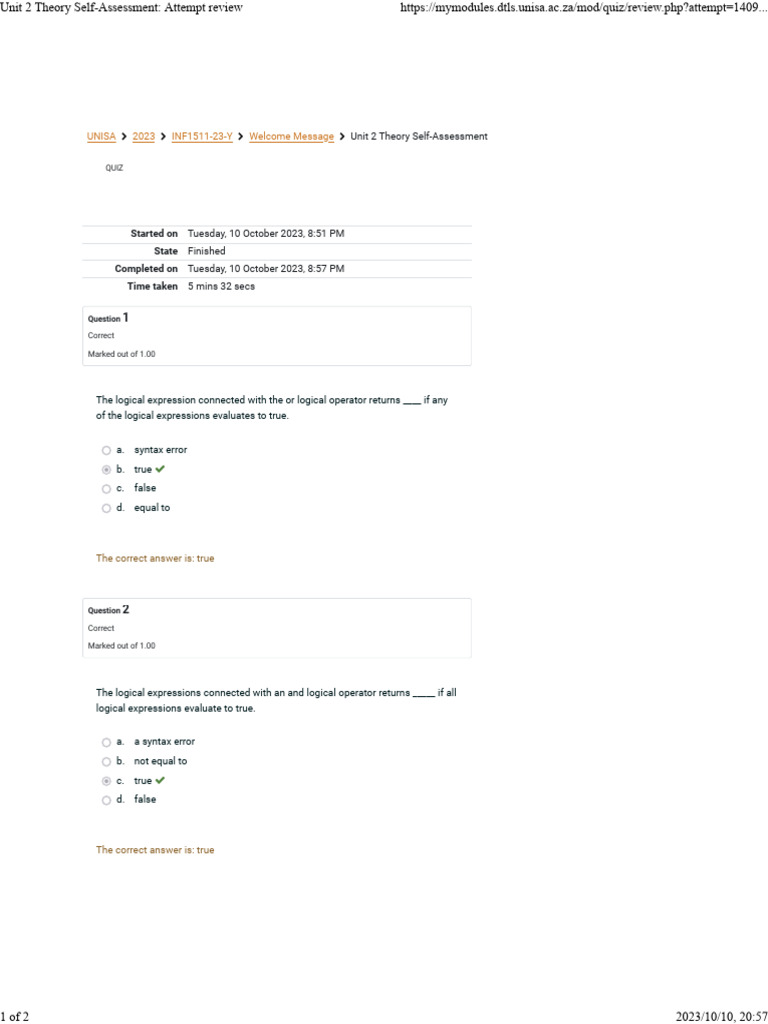 Unit 2 Theory Self-Assessment Attempt Review - 2 | PDF | Computer Programming | Grammar