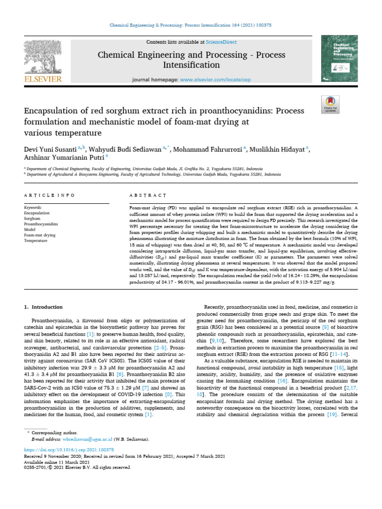 2021 Process Formulation Mechanisme Model Foam Mat Drying Bu Devi | PDF ...