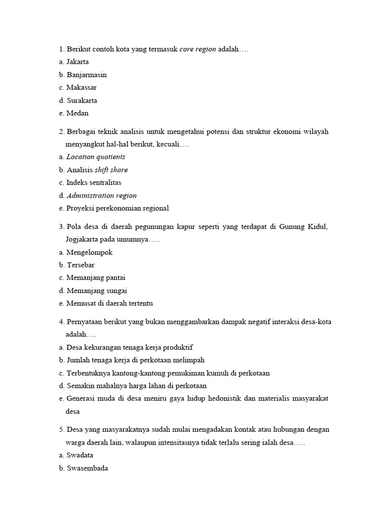 Contoh Core Region di Indonesia | PDF