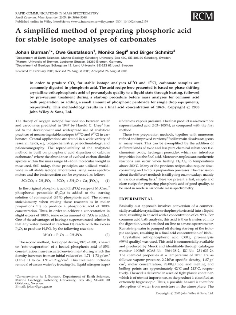 Preparing O-Phophoric Acid | PDF | Phosphoric Acid | Acid