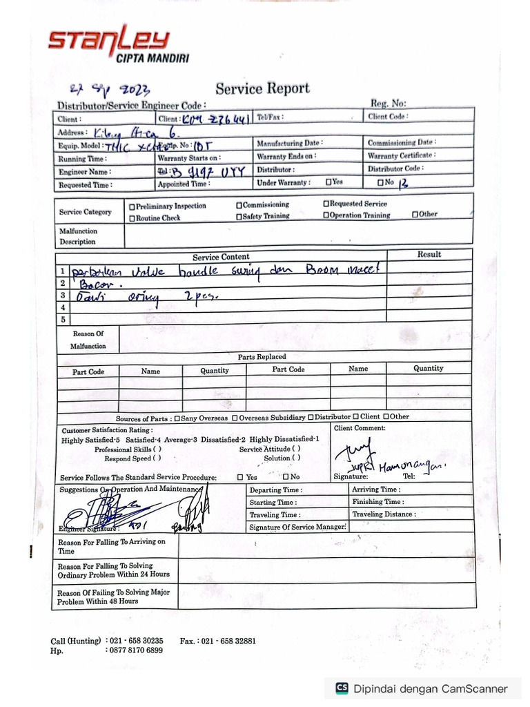 Service Report, Maintanance, Surat Jalan 27 Sep - 2 Okt 2023 | PDF