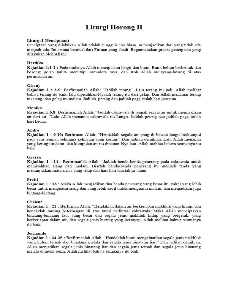 Liturgi Horong II SKM Barangbang | PDF