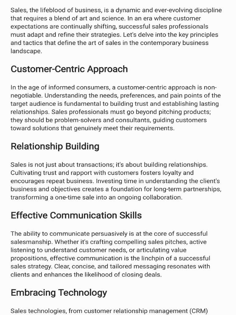 Mastering the art of sales | PDF