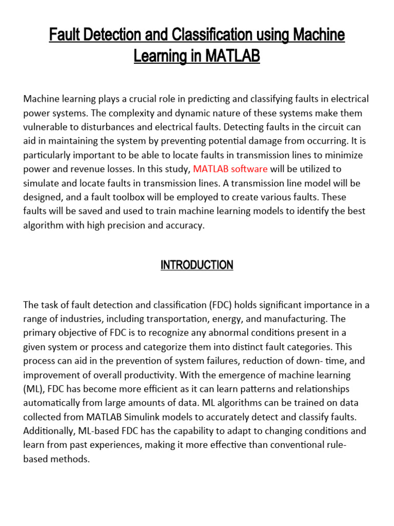 MATLAB Machine Learning for Fault Detection | PDF | Machine Learning | Computer Science