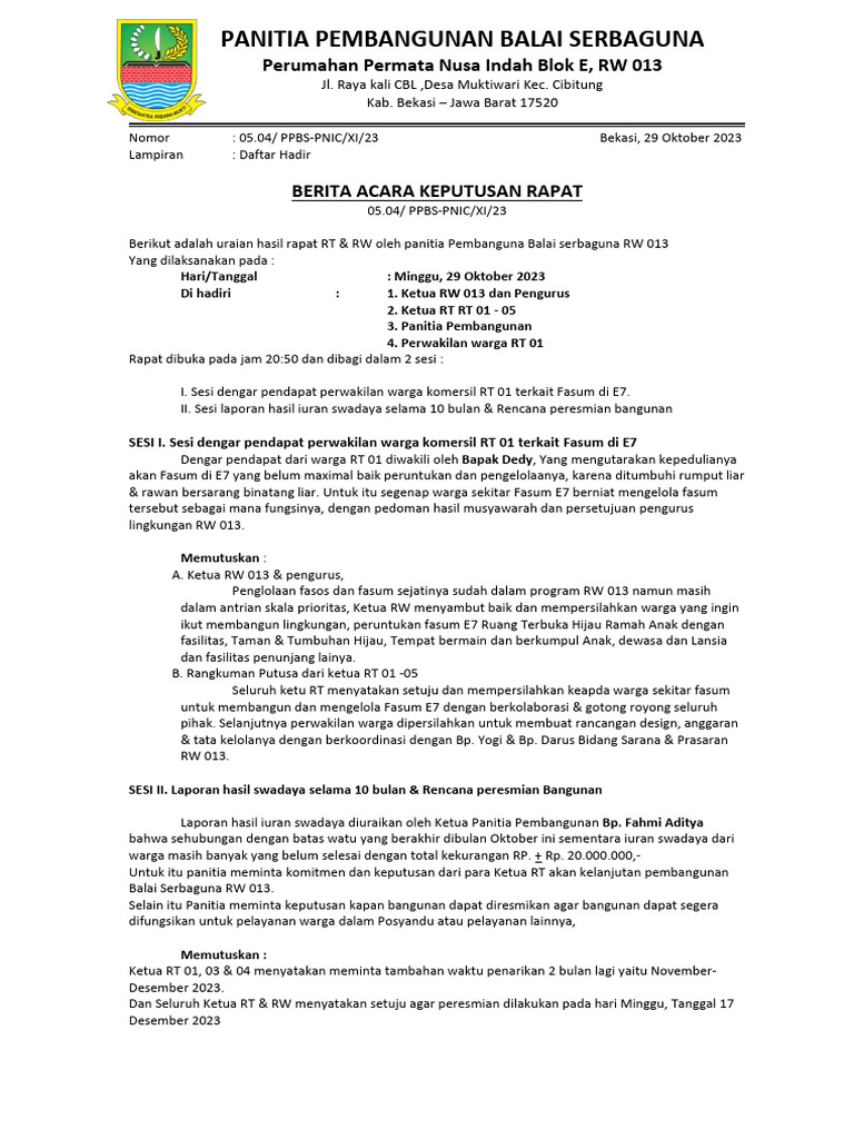005 Berita Hasil Keputusan Rapat | PDF