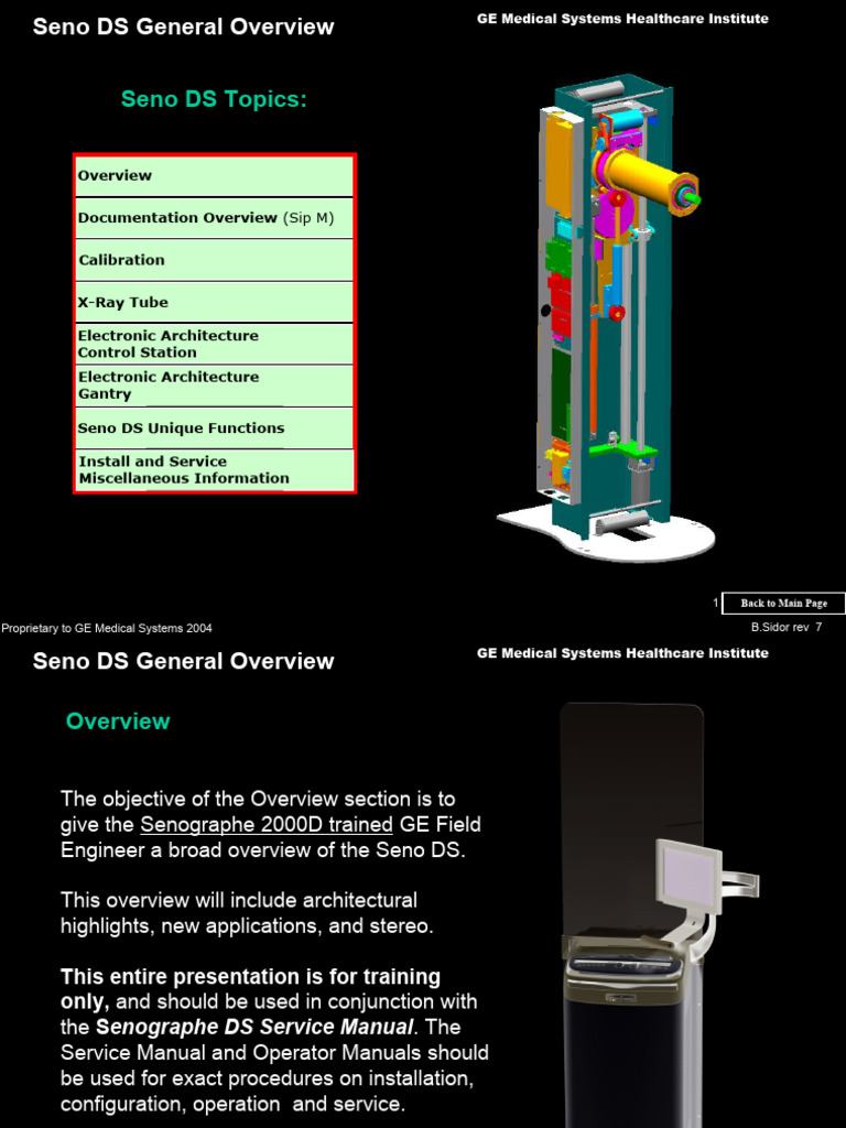 Overview of Senographe DS System | PDF | X Ray | Computer Monitor