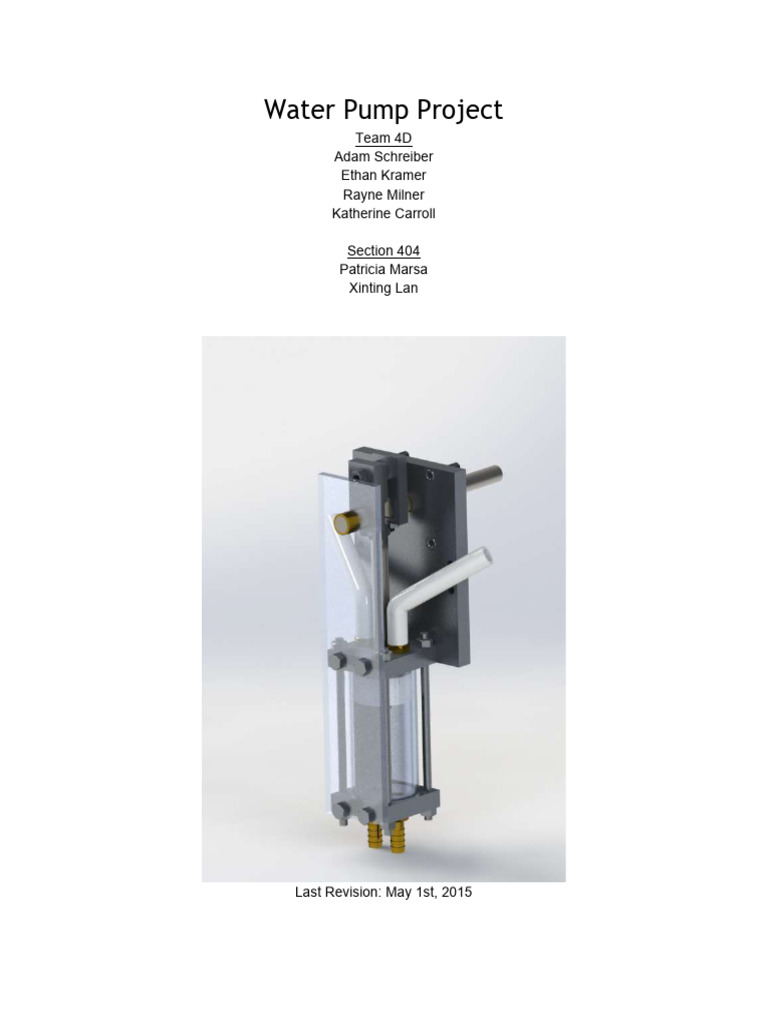 Mechanical Design Report - Water Pump Project | PDF | Pump | Piston
