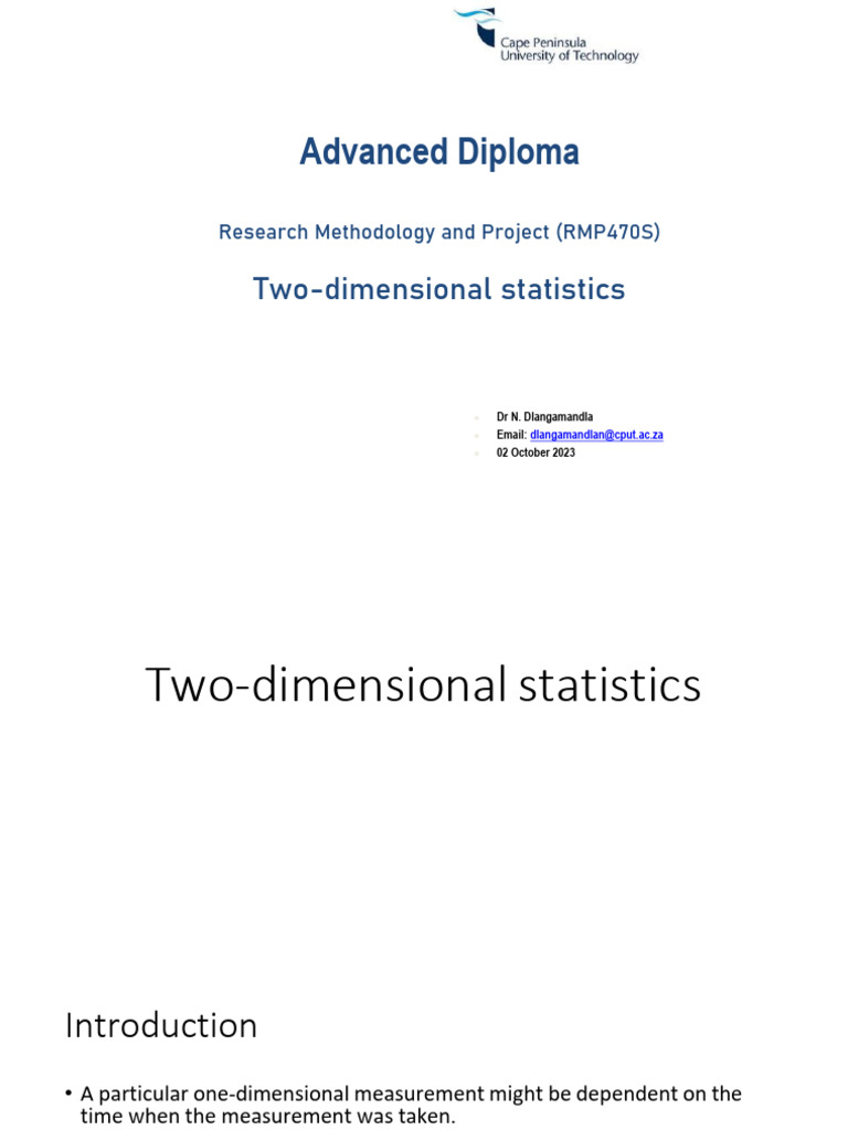 RMP70S Lecture 8- Two Dimensional Statistics | PDF | Statistics | Statistical Analysis