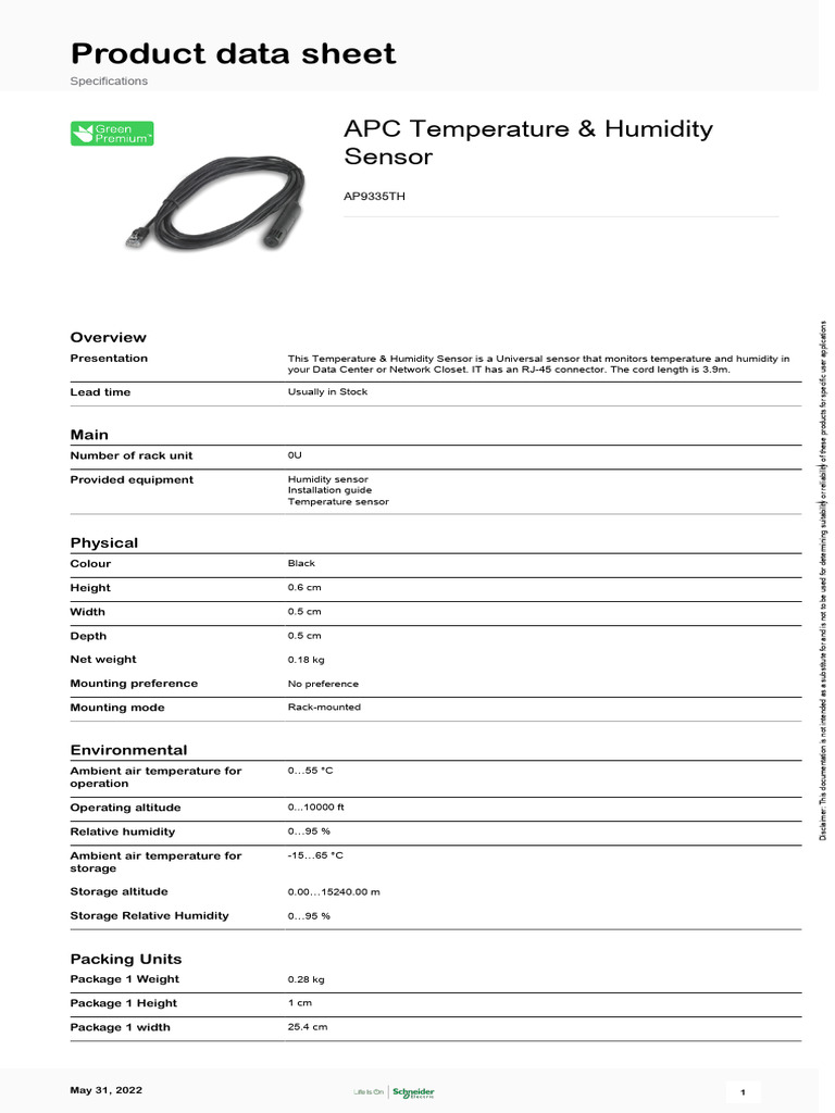 NetBotz Sensors - AP9335TH | PDF | Technology & Engineering