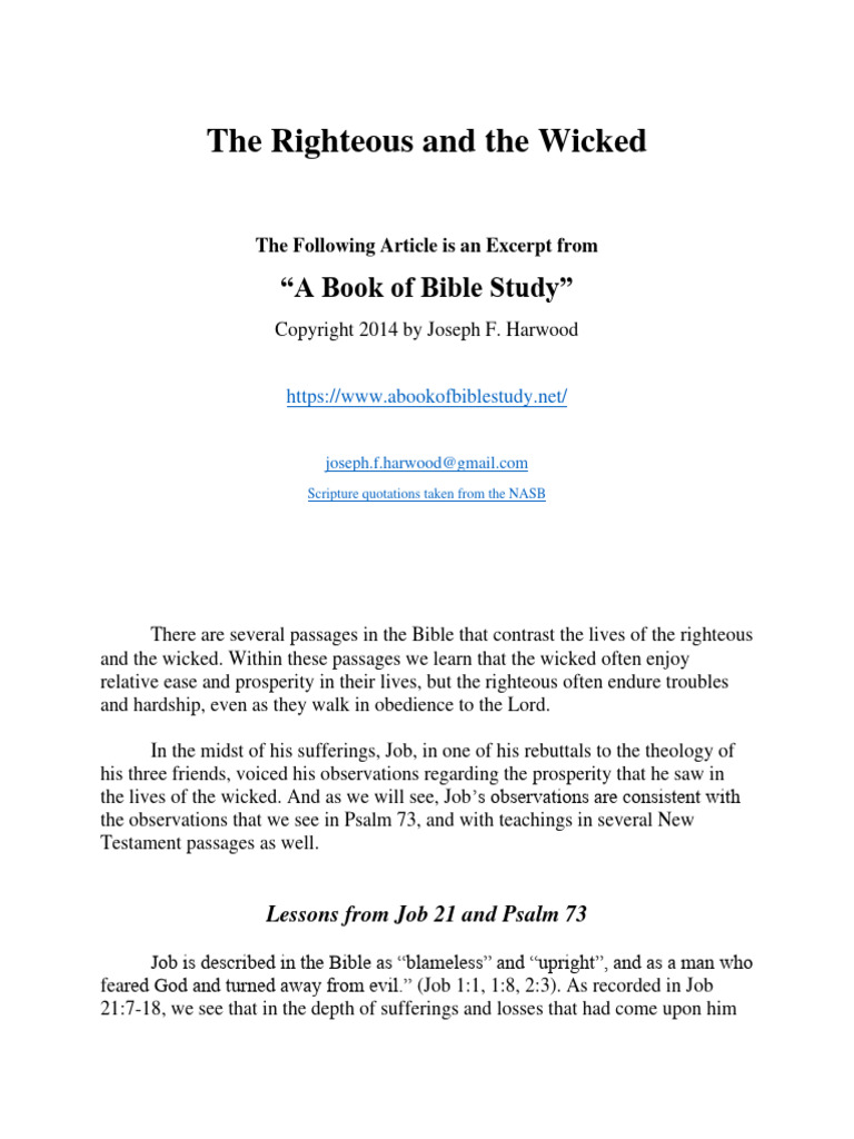 The Righteous and The Wicked | PDF | Jesus | Faith