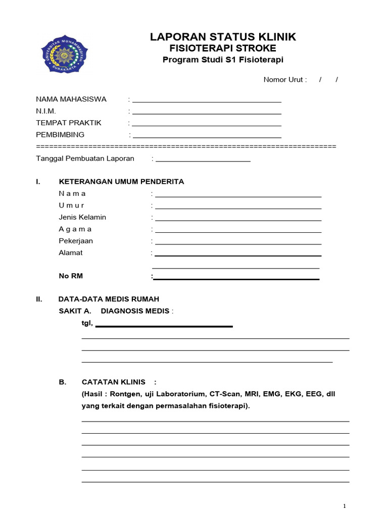 Form Laporan Status Klinis Stroke | PDF