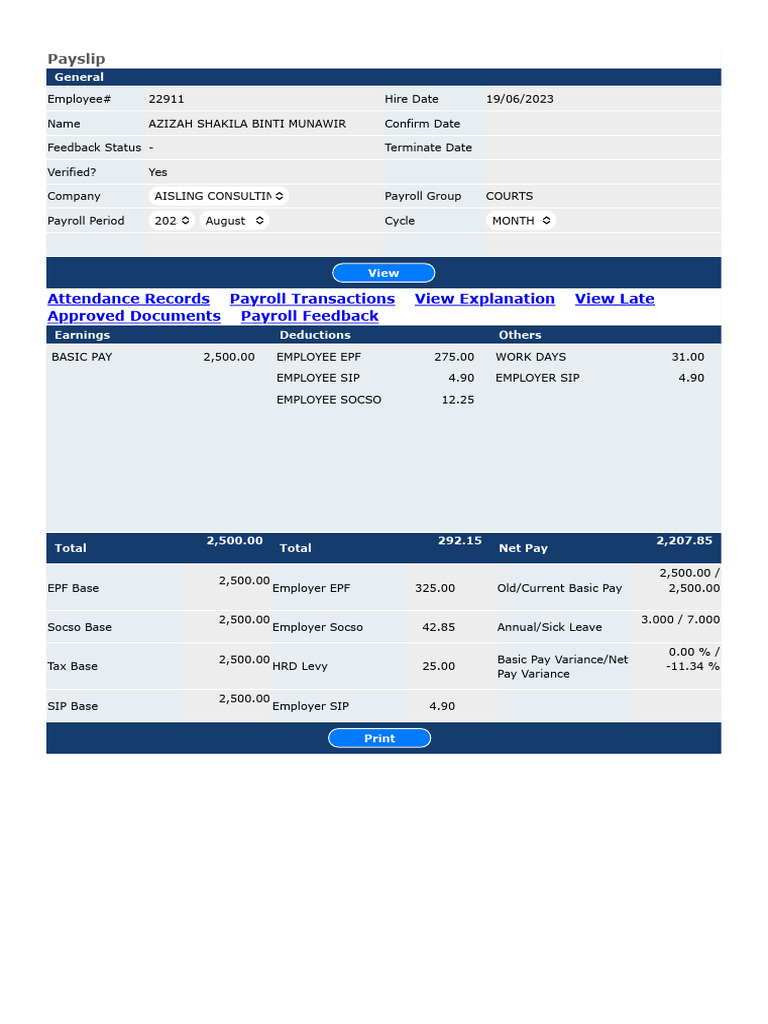 Aisling ESS - Payslip | PDF
